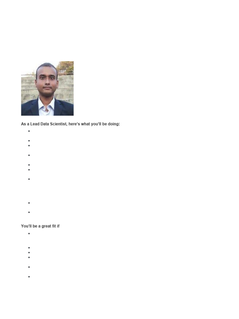 Lead Data Scientist Role in Battery Analytics | PDF | Data Science ...