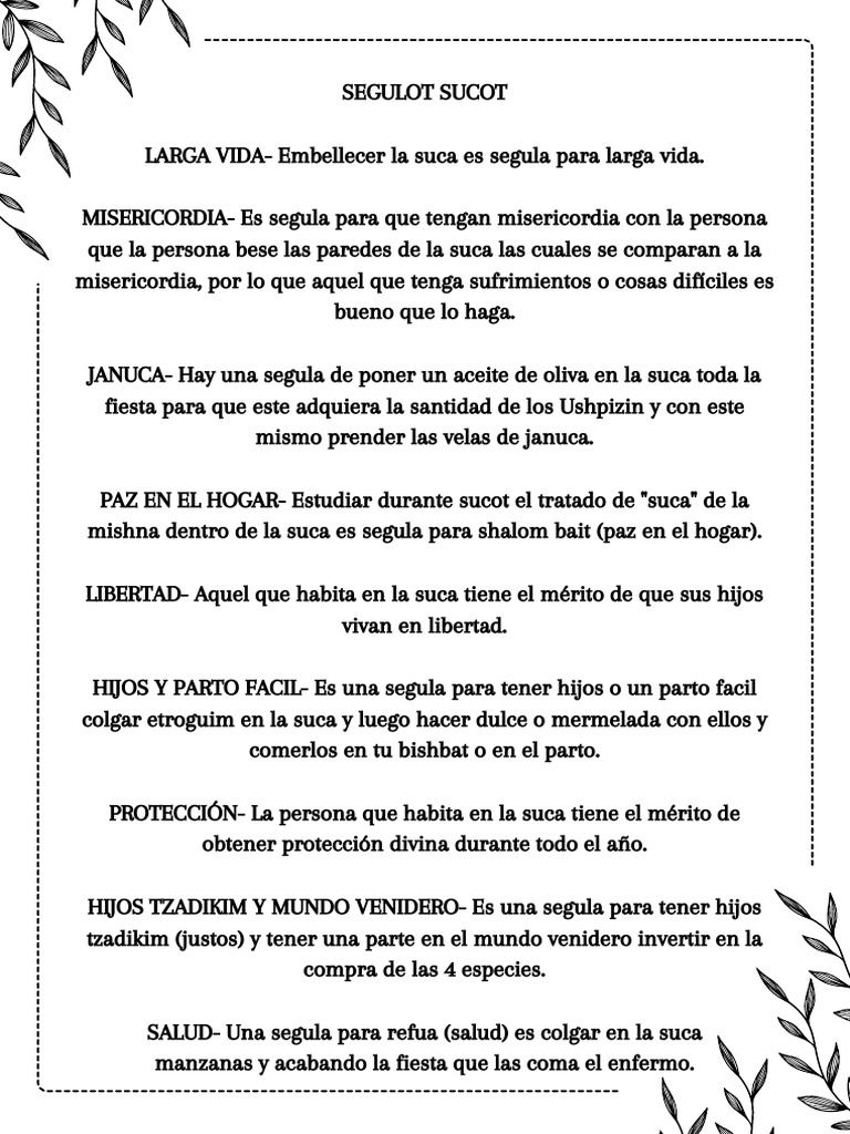 Segulot Sucot | PDF