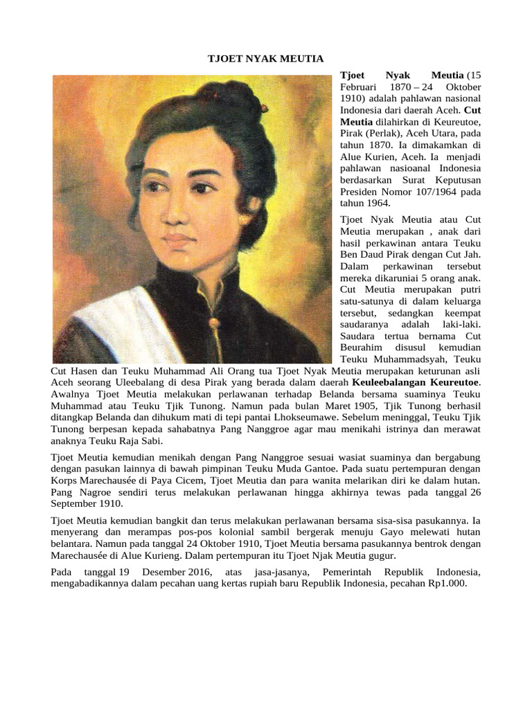 Pahlawan Aceh: Tjoet Nyak Meutia | PDF