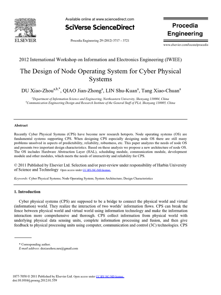 The Design of Node Operating System For Cyber Phys | PDF | Operating ...