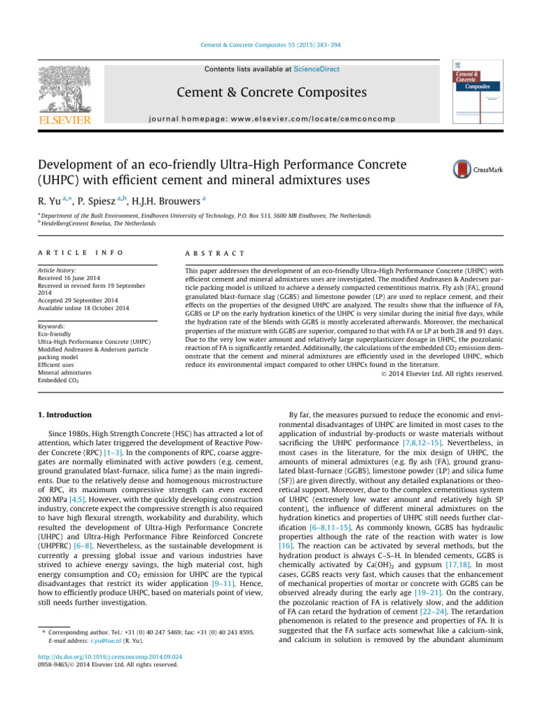 Yu - Development of An Eco-Friendly Ultra-High Performance Concrete ...