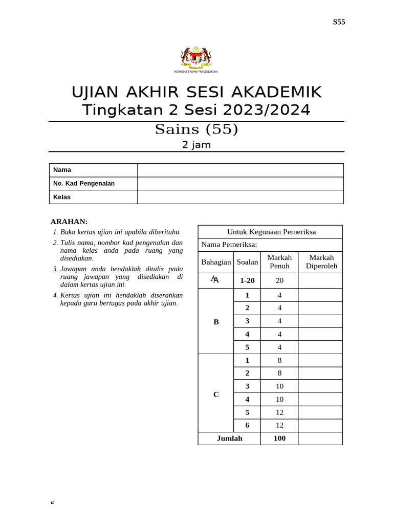 Uasa Sains f2 2023 | PDF