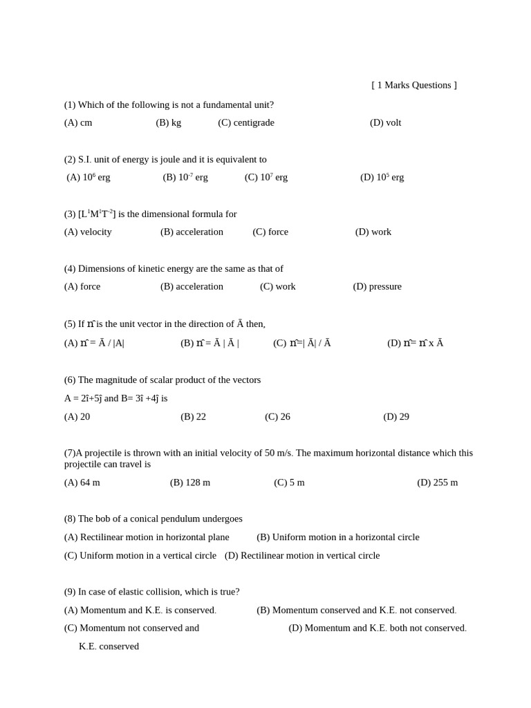 Physics - 1st SEM Question Bank | PDF | Acceleration | Force