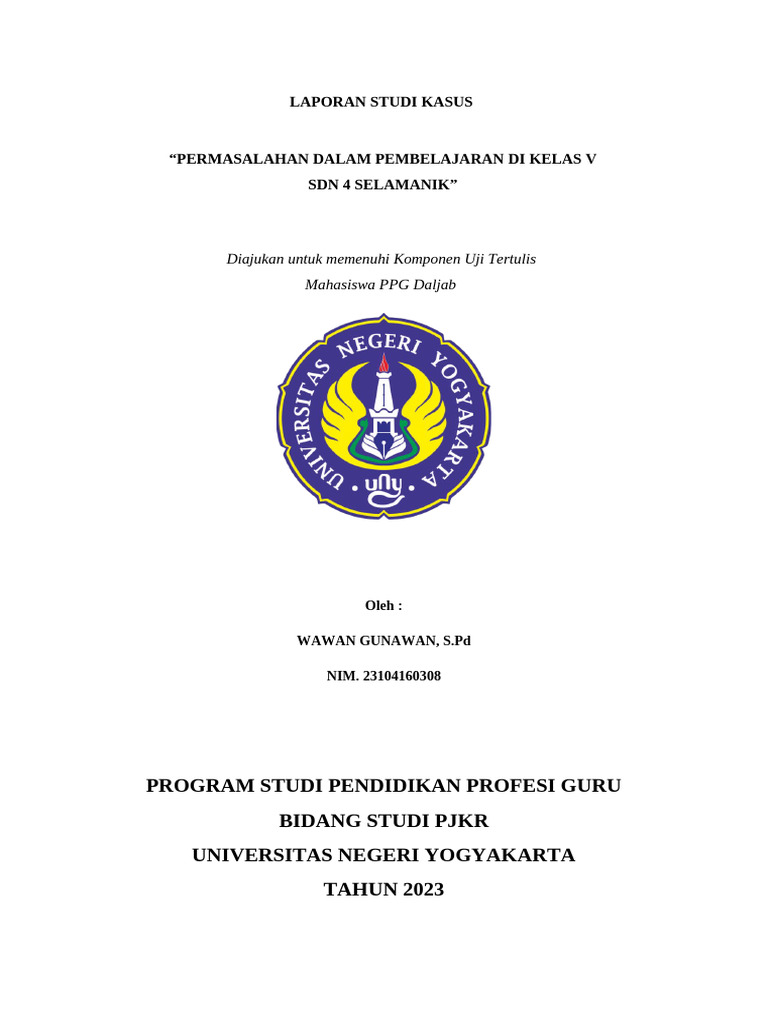 Studi Kasus PJOK Wawan Gunawan | PDF