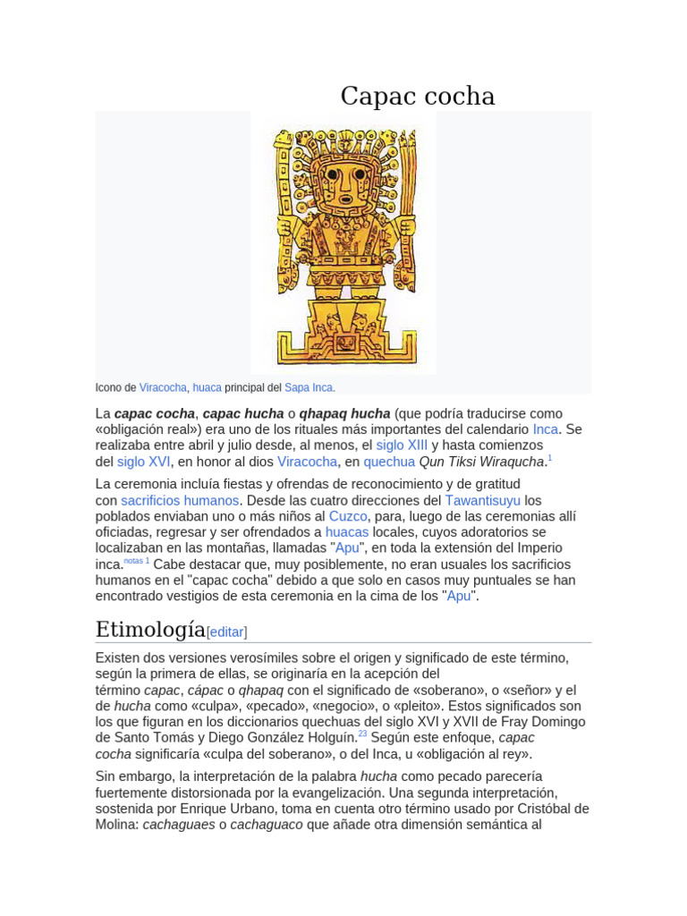 Ritual Capac Cocha Inca | PDF | Imperio Inca | Andes