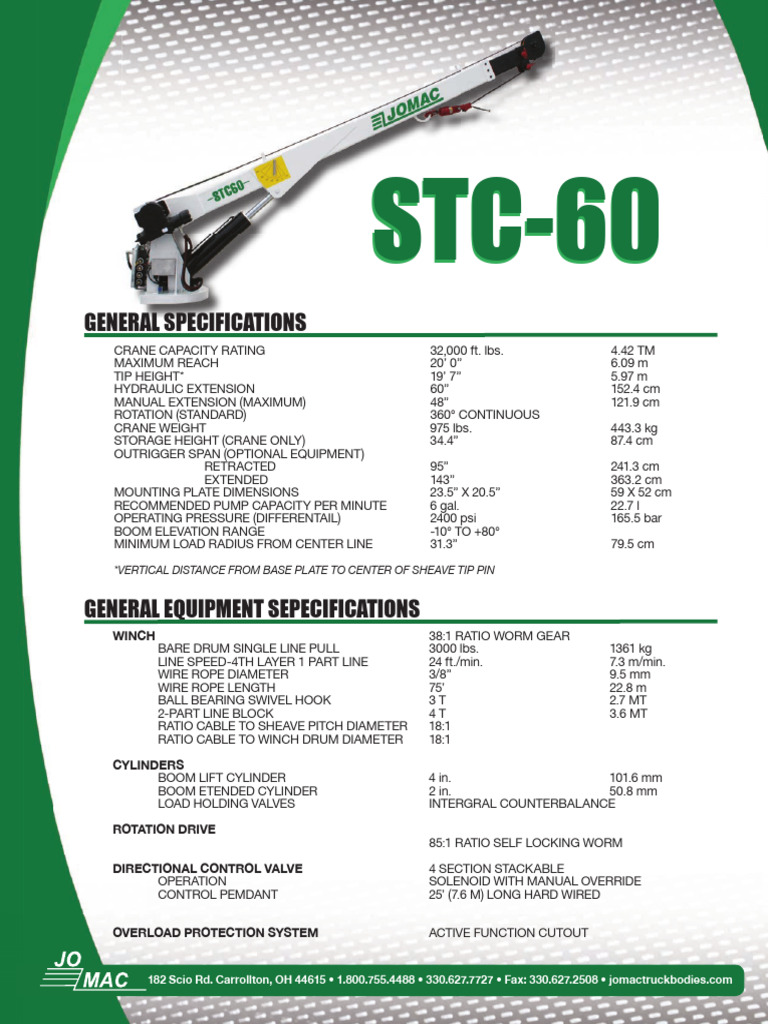 JOMAC STC 60 Telescopic Crane | PDF | Crane (Machine) | Valve