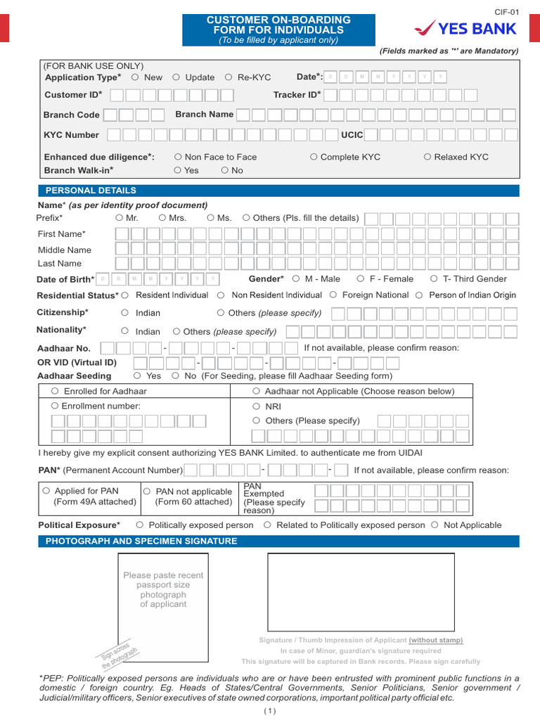 customer_on_boarding_form_cif_pdf | PDF | Identity Document