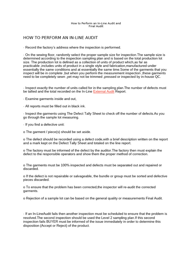 In-Line and Final Audit Procedures Guide | PDF | Business | Finance ...