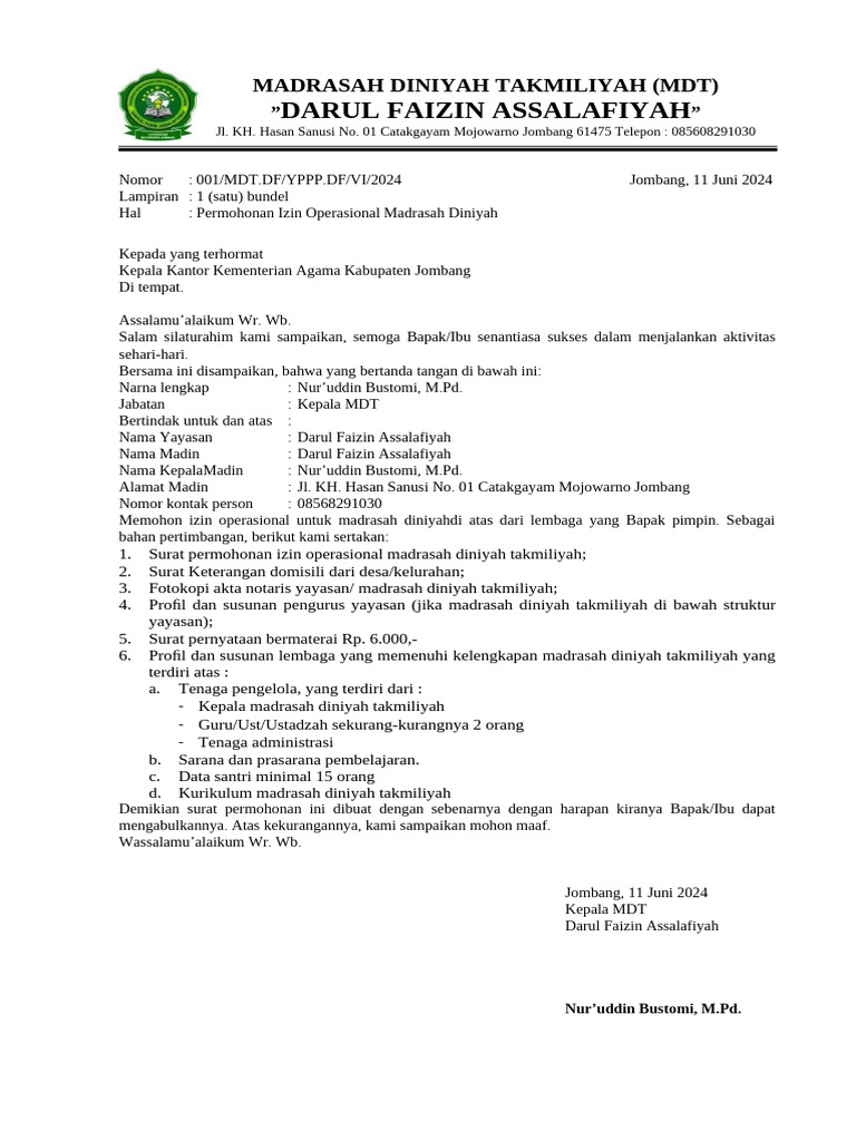 Surat Permohonan IJOP Madin DF 2024 | PDF | Kesehatan Holistik