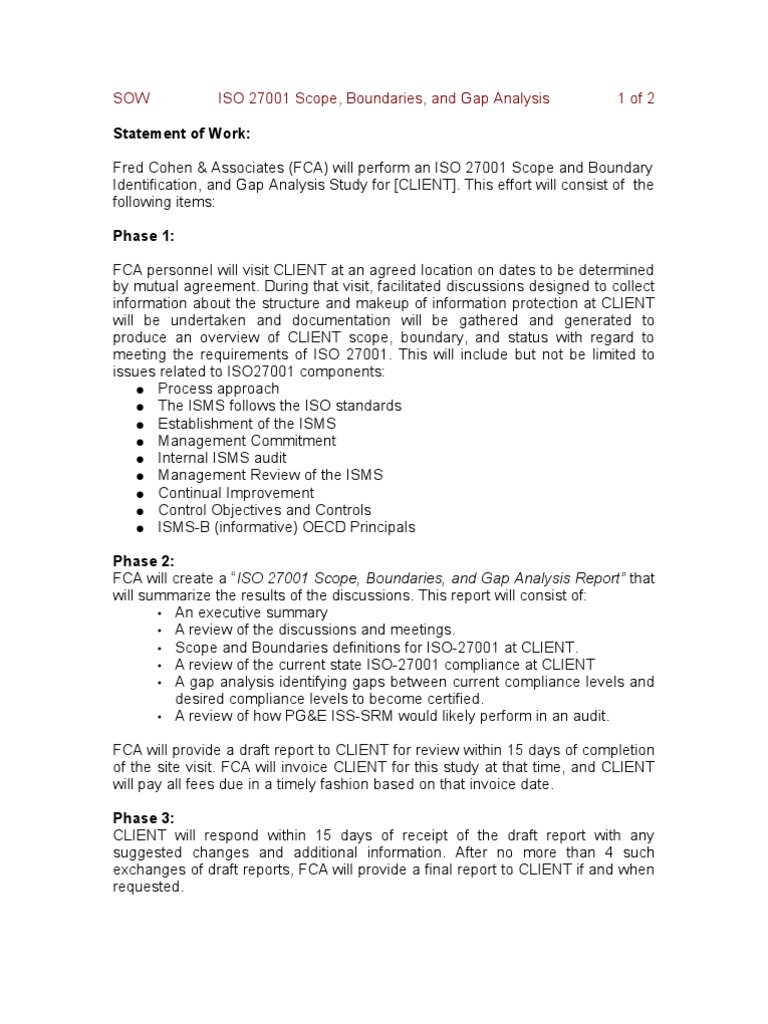 Review SOW | PDF | Risk Management | Audit