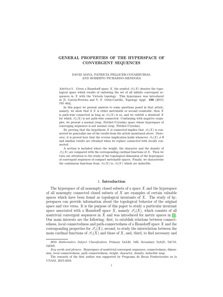 General Properties of The Hyperspace of Convergent Sequences - D. Maya, P. Pellicer-Covarrubias ...