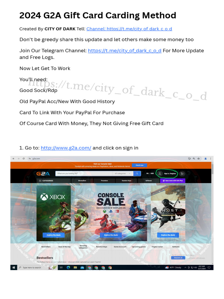 2024 G2A Gift Card Carding Method | PDF | Business | Cooking, Food & Wine