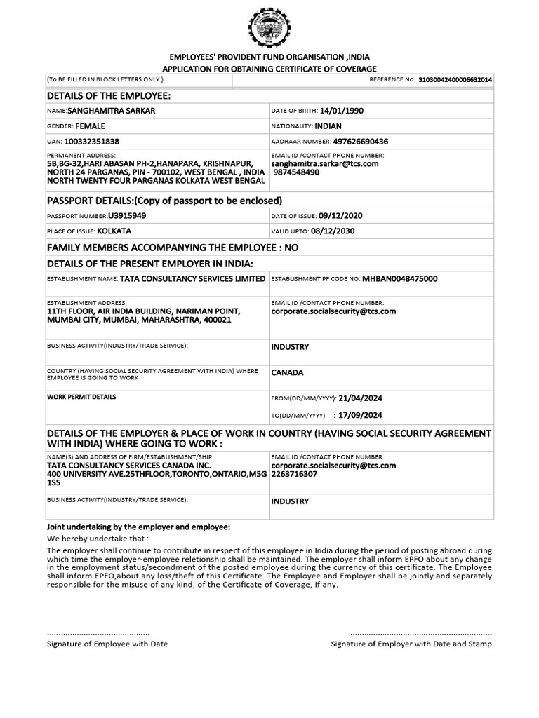 Coc Application Form To Be Signed and Uploaded in The International ...