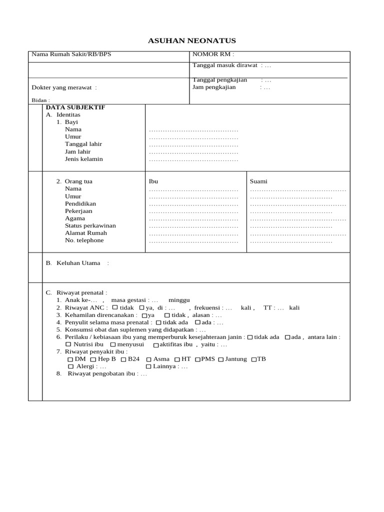 Form Askeb Neonatus | PDF