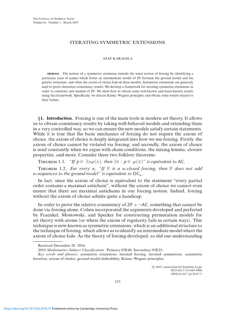 Iterating Symmetric Extensions | PDF | Axiom | Mathematics