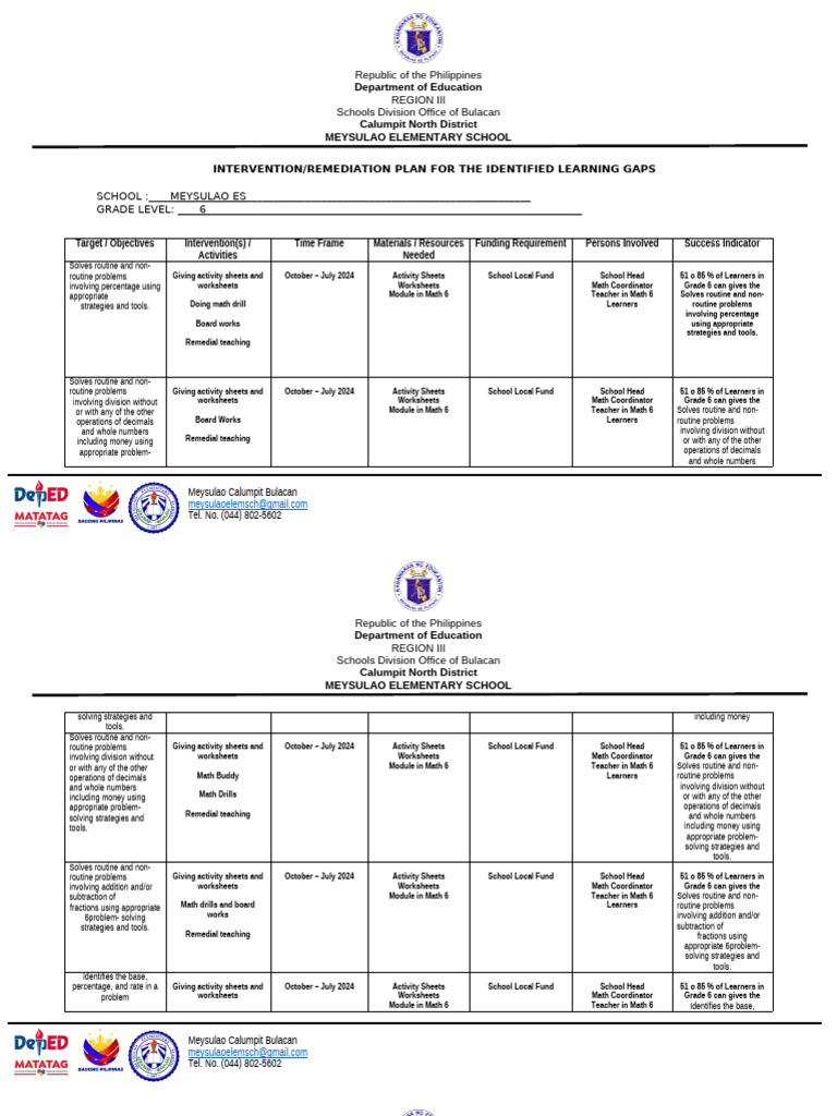 Pan-Template-No.-6 | PDF | Worksheet | Teachers