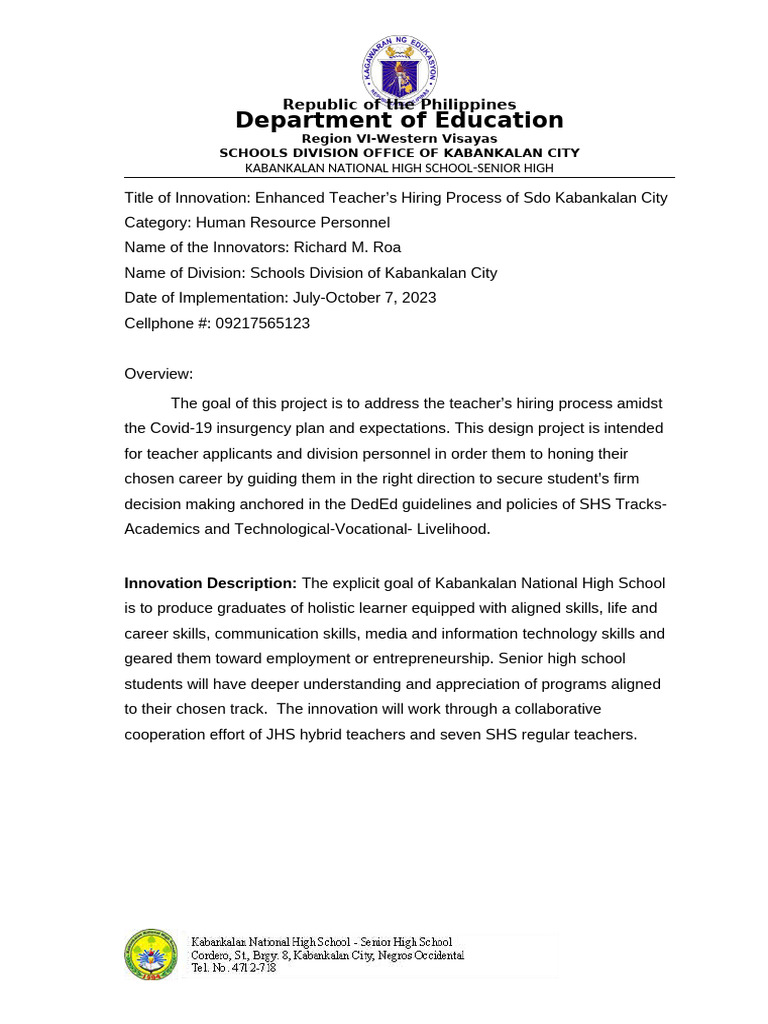 Richard-Roa-INNOVATION-SY.-2022-2023 | PDF | Cognition