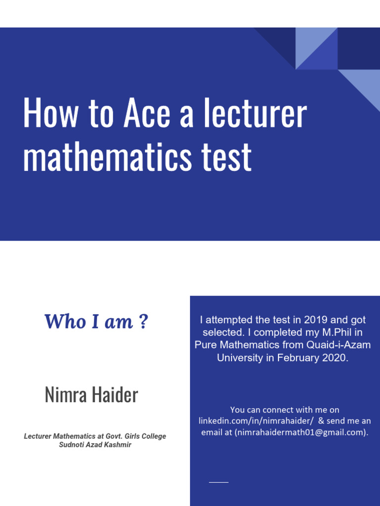 How to Ace a lecturer mathematics test | PDF | Mathematics ...