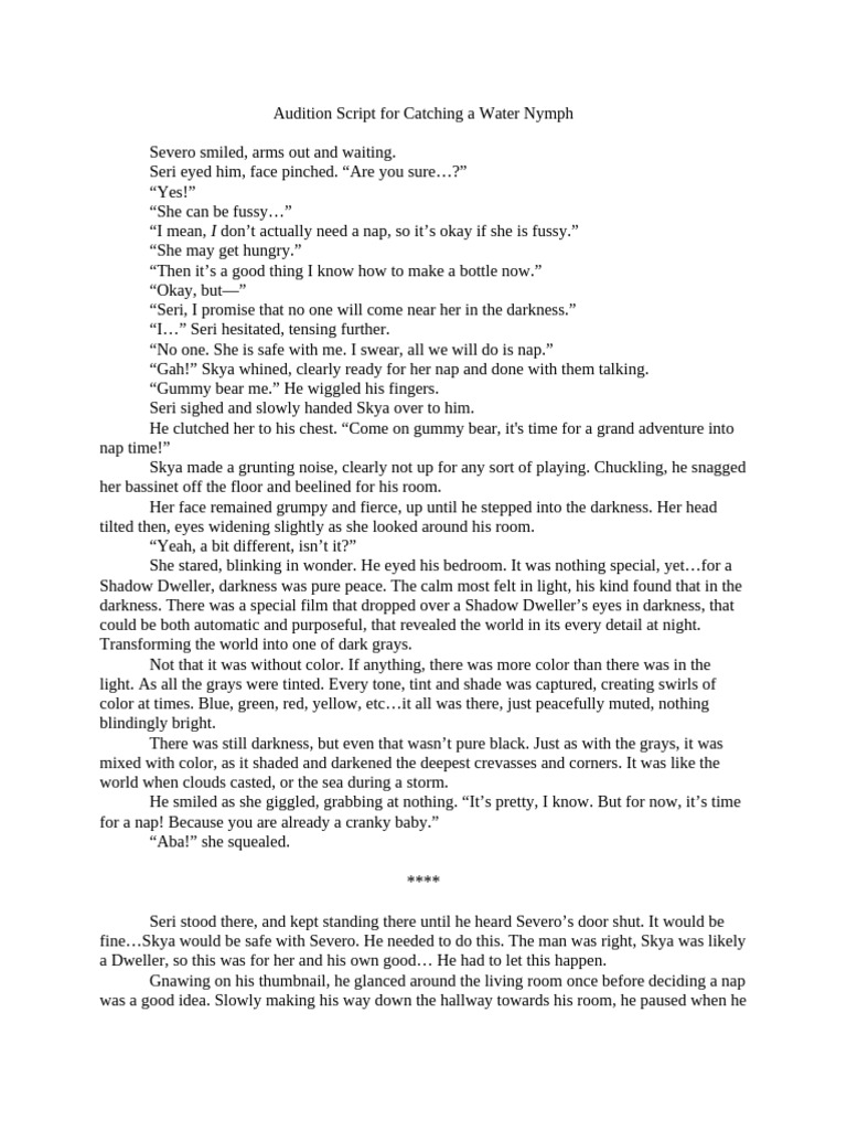Audition Script For Catching A Water Nymph | PDF