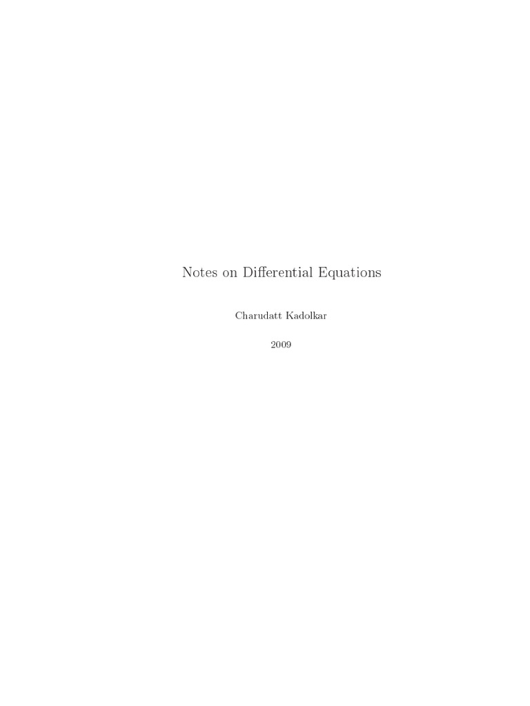 Notes On Differential Equation | PDF
