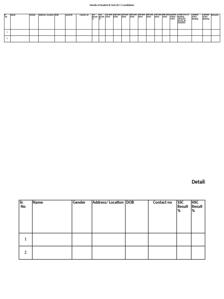 01 student_details_DT Form | PDF