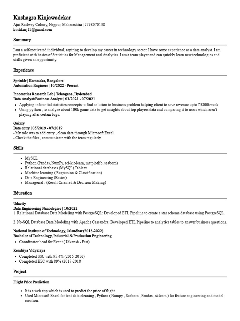 Reume Updated Nov 22 | PDF | Computers