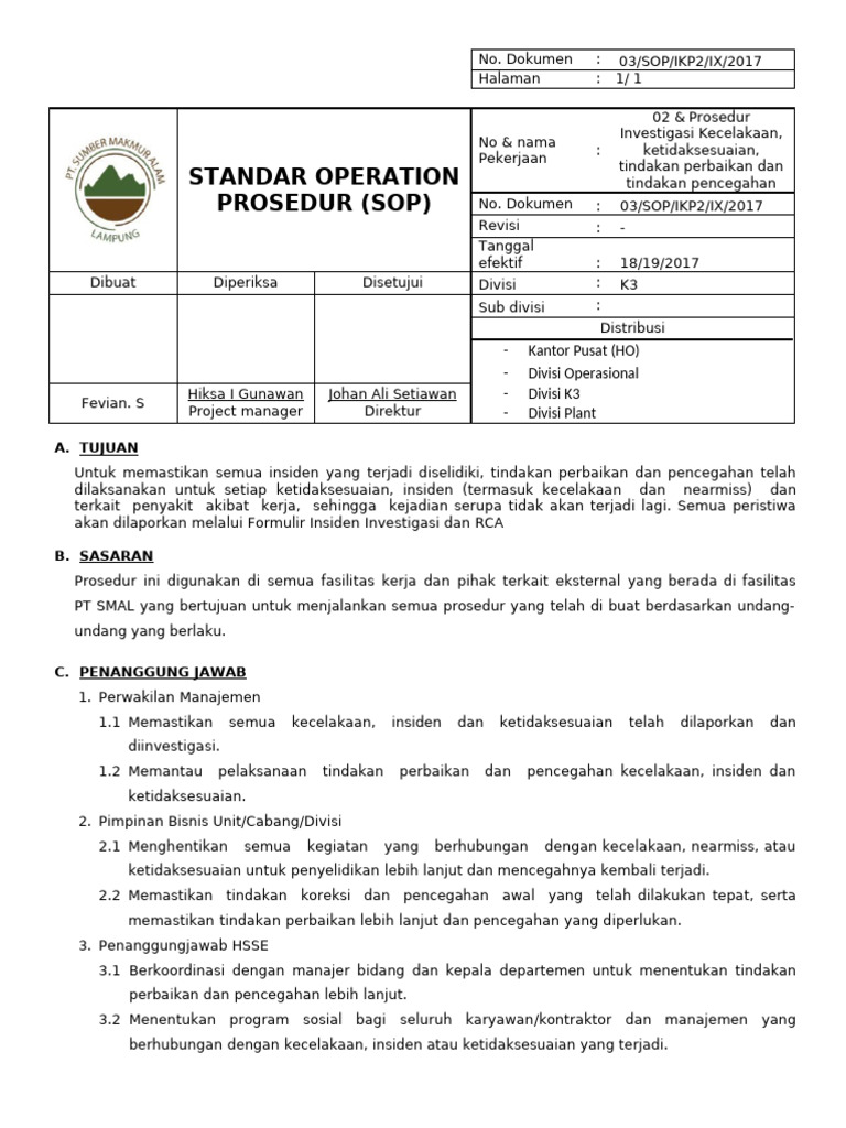 SOP. 02 Investigasi | PDF