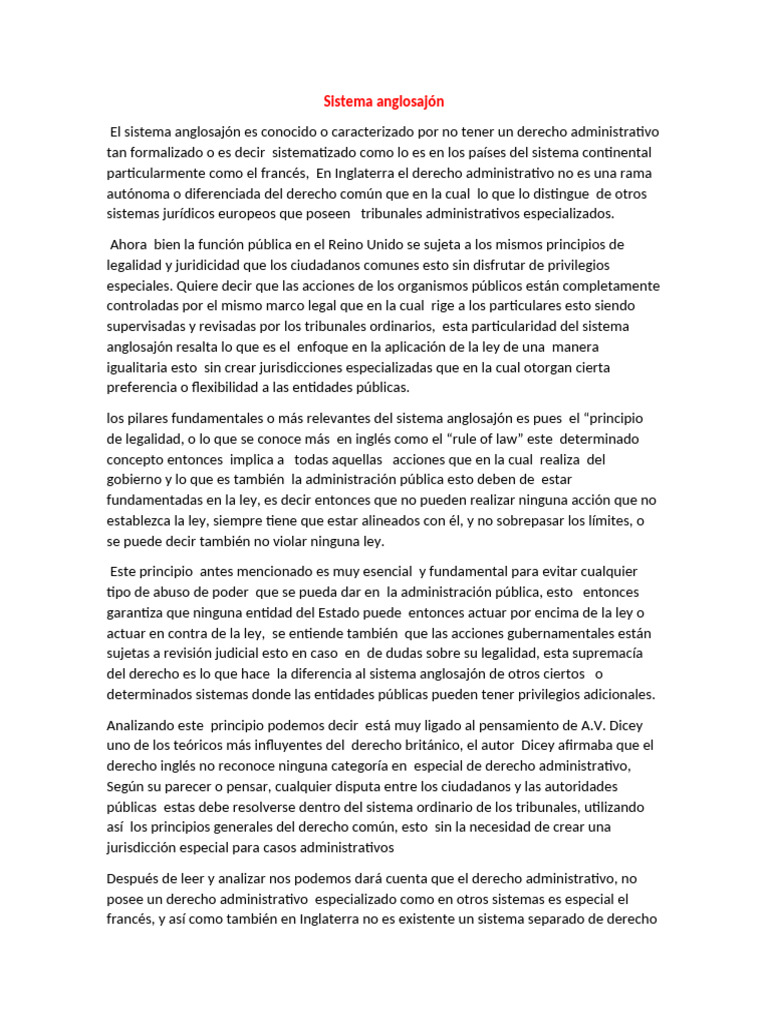 Sistema Anglosajón y el Principio de Legalidad | PDF | Administración ...
