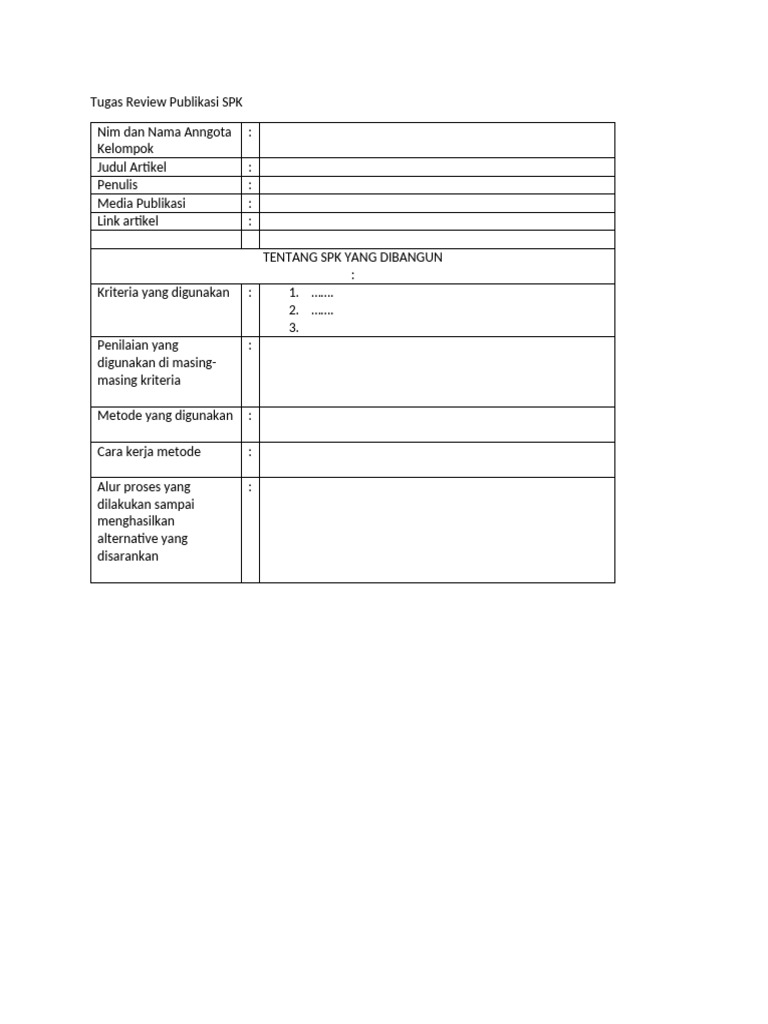 Template Tugas Review Publikasi SPK | PDF | Ilmu Sosial