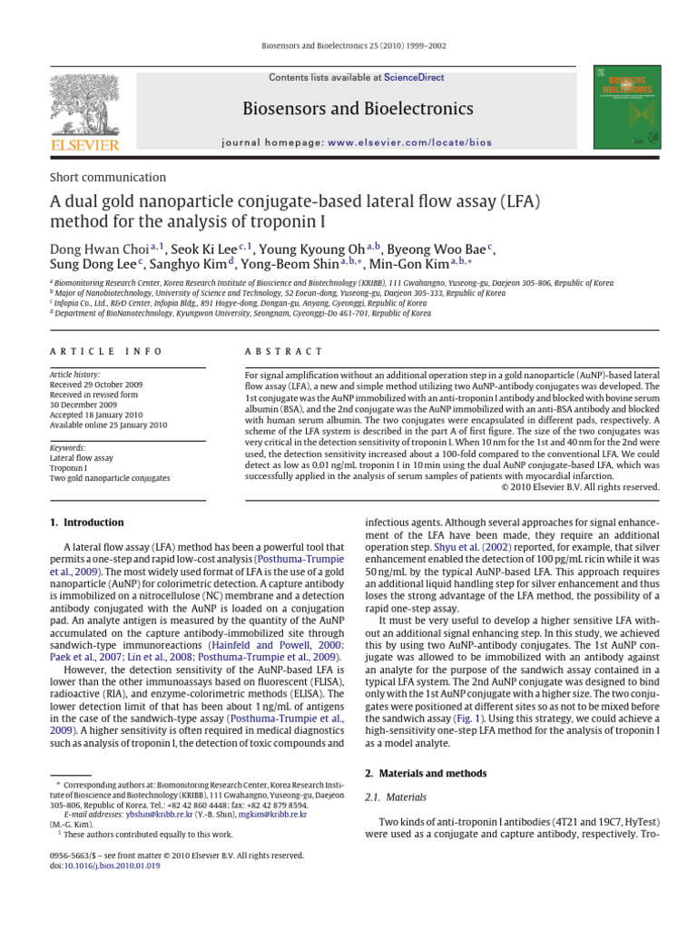 A Dual Gold Nanoparticle Conjugate-Based Lateral Flow Assay (LFA) | PDF ...