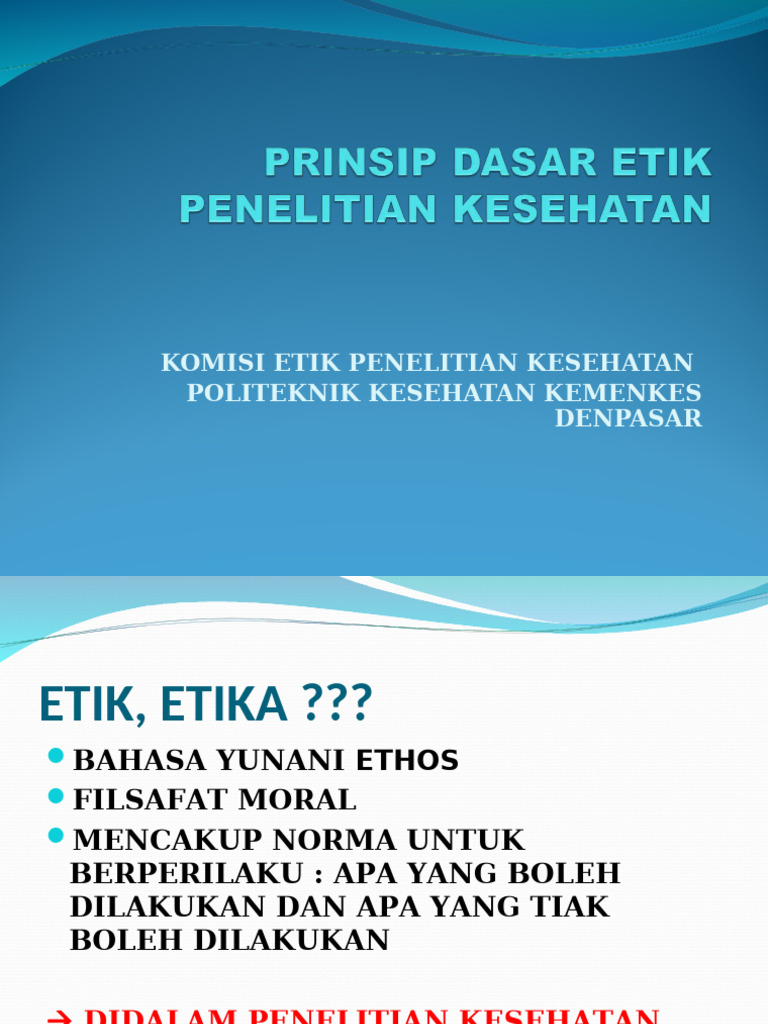 Etika dalam Penelitian Kesehatan | PDF | Ilmu Sosial