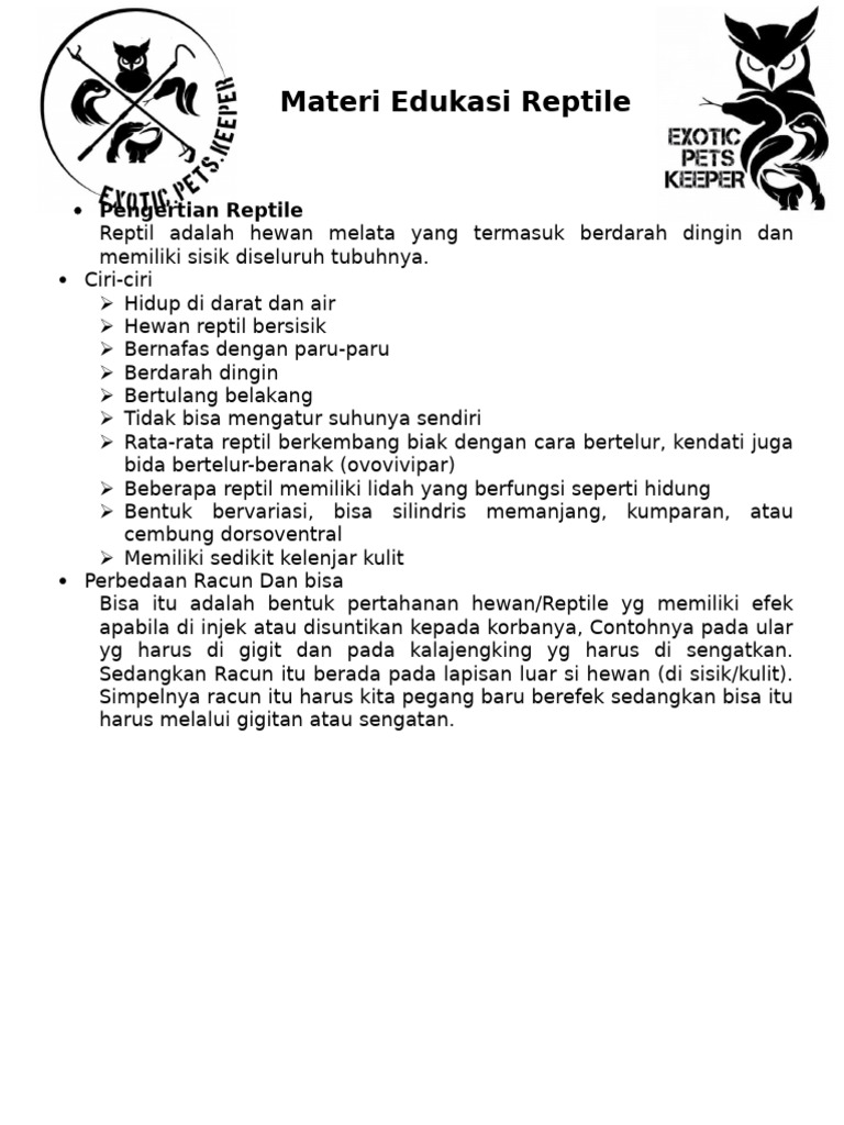 Materi Edukasi Reptile | PDF