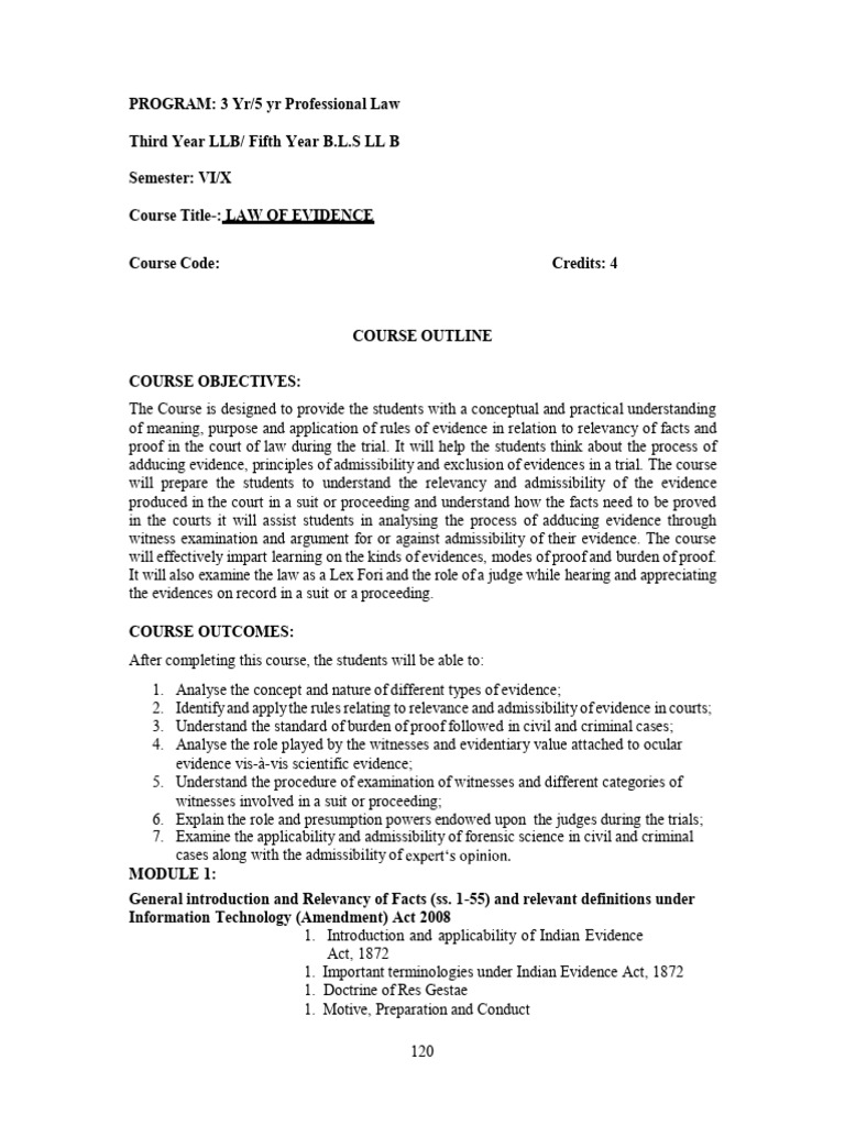 Law of Evidence Course Overview | PDF | Insurance | Patent