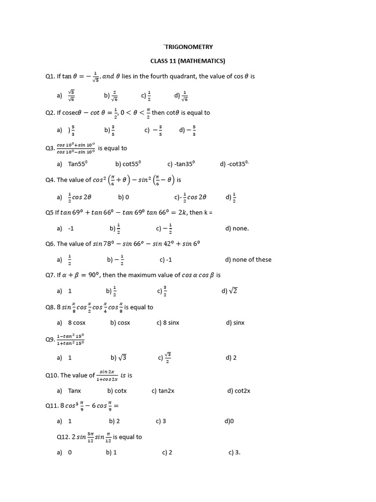 TRIGNONOMETRY (1) | PDF | Elementary Geometry | Trigonometry