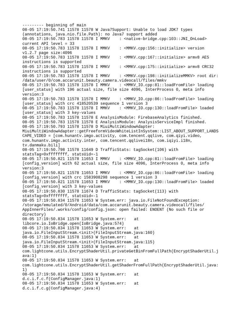 Com - Accarunit.beauty - Camera.videocall Logcat | PDF | Java (Programming Language) | Computer ...