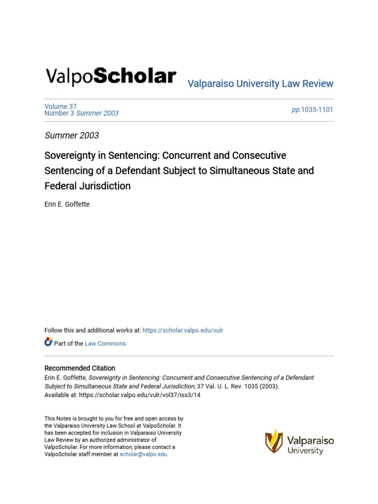 Sovereignty in Sentencing - Concurrent and Consecutive Sentencing | PDF ...