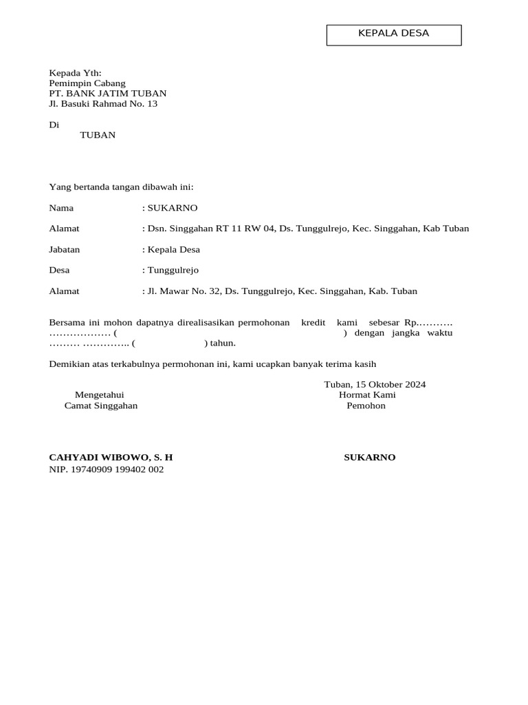 Form KMG KEPALA DESA | PDF