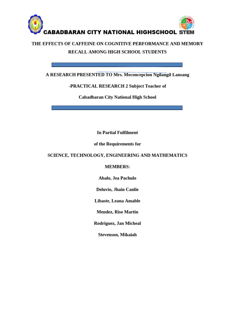 PR-Group-Mendez | PDF | Caffeine | Recall (Memory)