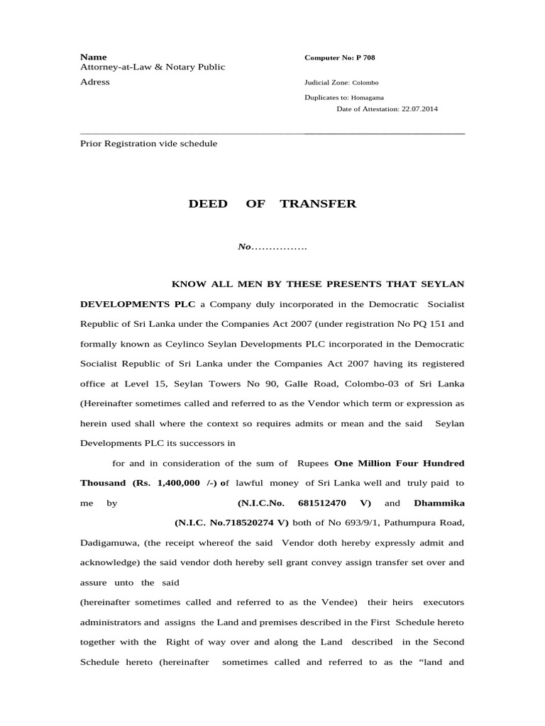 English Deed[2] | PDF | Easement | Property Law