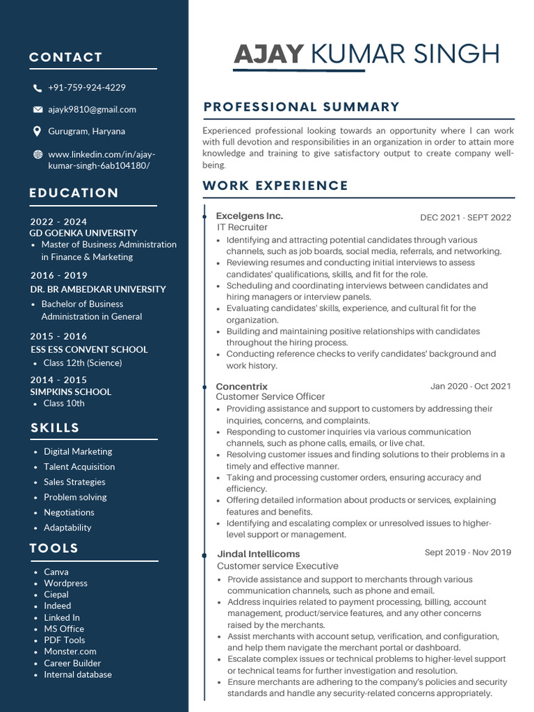 Ajay CV | PDF | Recruitment | Business