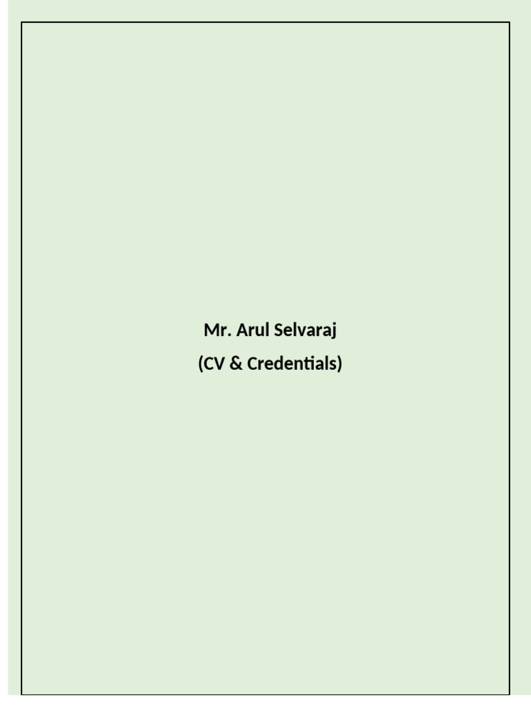 Arul Selvaraj CV | PDF | Electrical Resistance And Conductance | Transformer