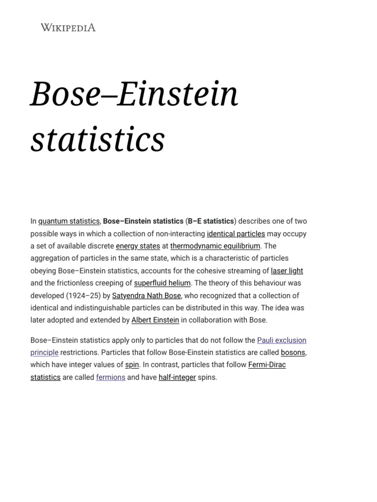 Understanding Bose-Einstein Statistics | PDF | Boson | Applied And ...