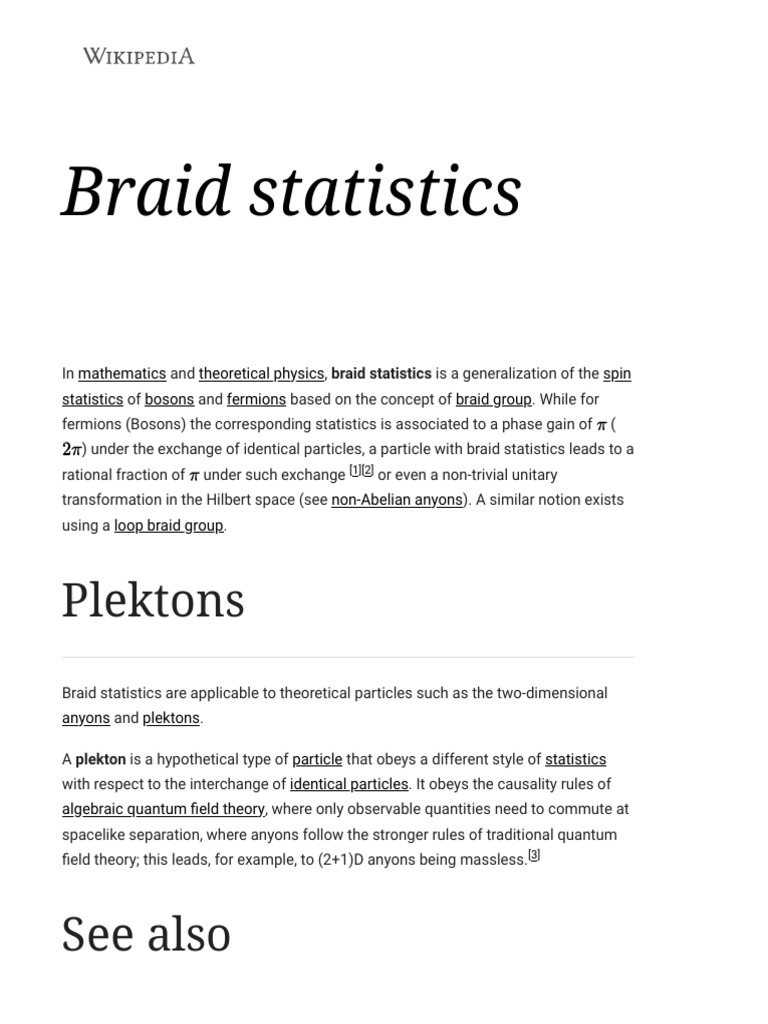 Braid statistics | PDF | Elementary Particle | Theoretical Physics
