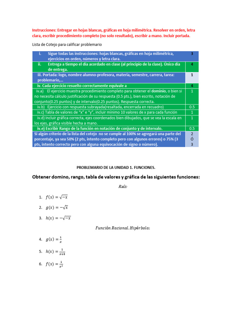 Problemario U1 | PDF | Matemáticas