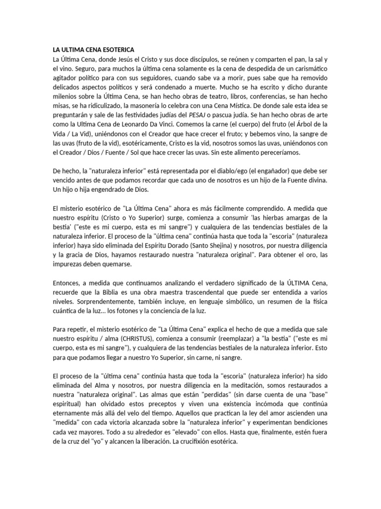 La Ultima Cena | PDF | Última cena | Pascua de Resurrección