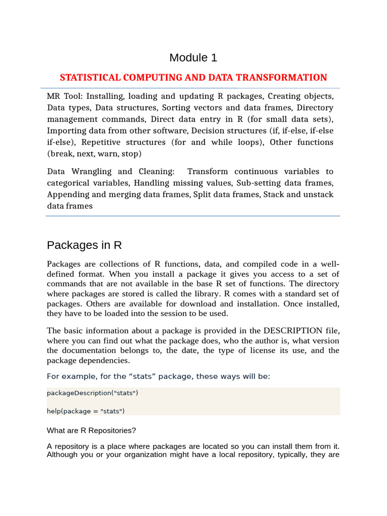 Mod1 R Programming | PDF | Data Type | Variable (Computer Science) Mod1 R Programming | PDF | Data Type | Variable (Computer Science)