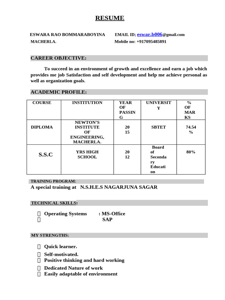 Eswar-Resume | PDF
