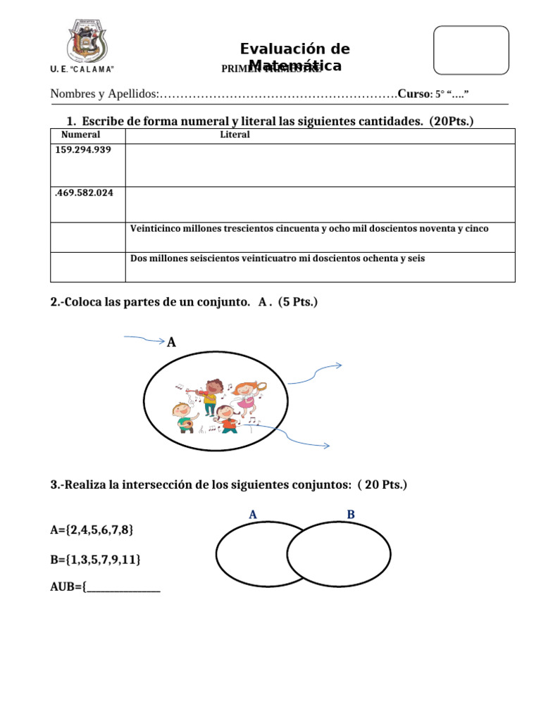 EVA MATE 1° TRIM 2024 | PDF | Matemáticas | Álgebra abstracta