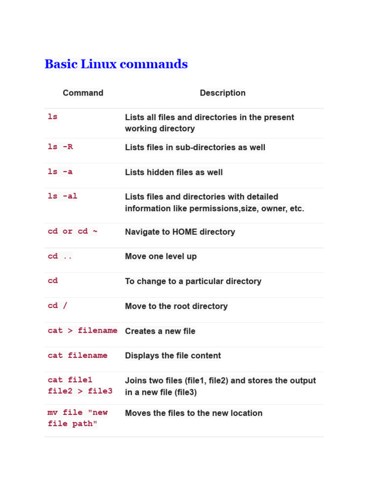 Linux commands (1) | PDF | Computer File | Filename Linux commands (1) | PDF | Computer File | Filename