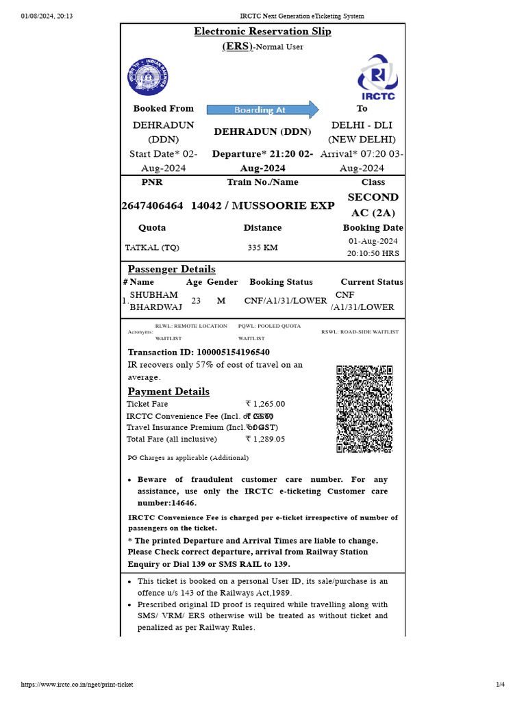 IRCTC Next Generation ETicketing System 2 | PDF | Identity Document | Payments
